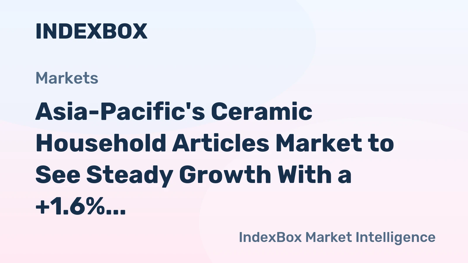 Asia-Pacific's Ceramic Household Articles Market to See Steady Growth With a +1.6% CAGR in Value