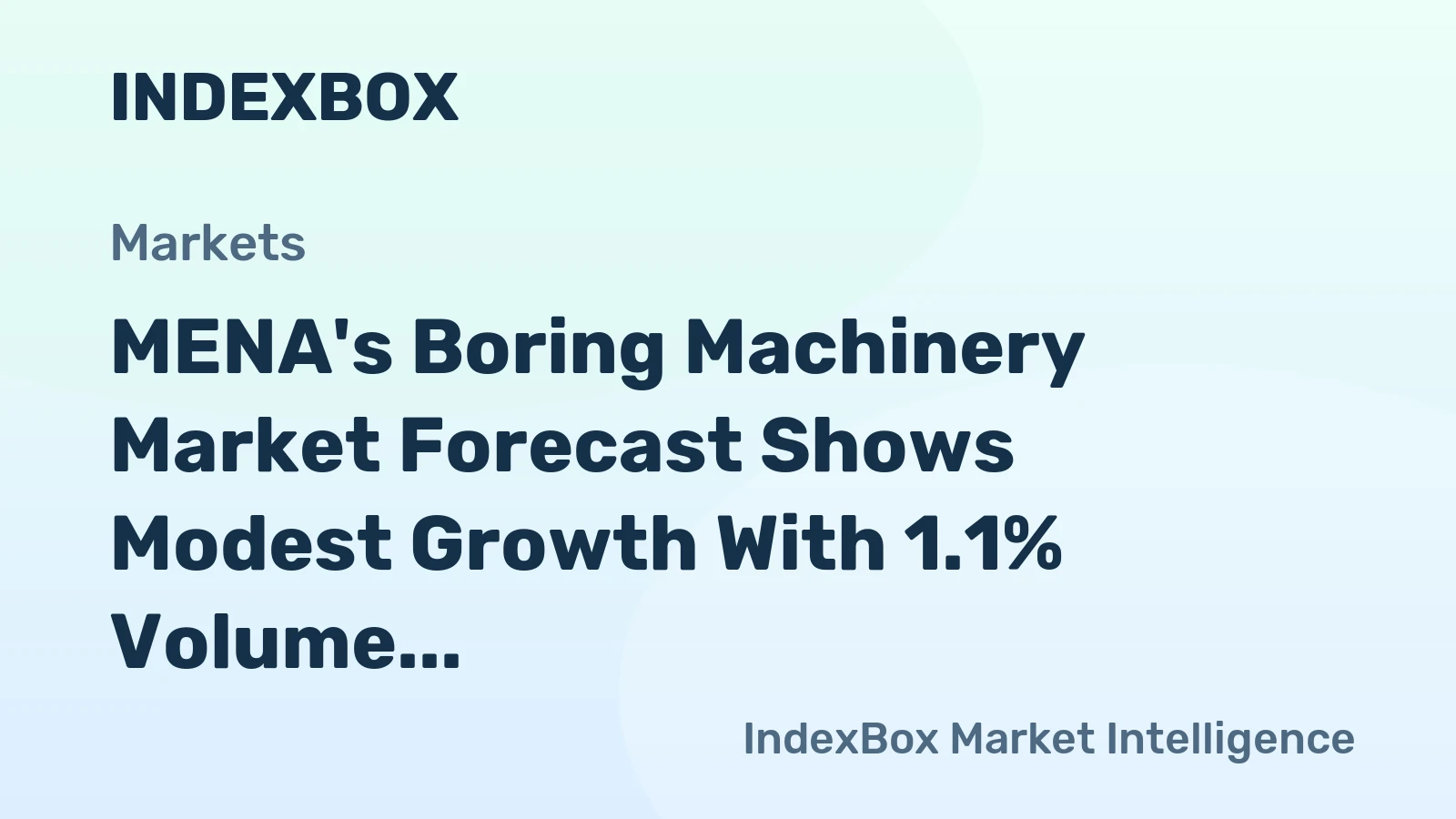 MENA's Boring Machinery Market Forecast Shows Modest Growth With 1.1% Volume CAGR Through 2035