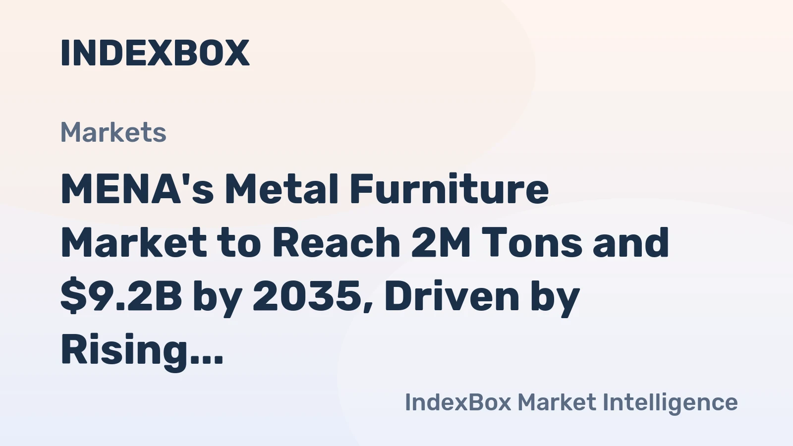 MENA's Metal Furniture Market to Reach 2M Tons and $9.2B by 2035, Driven by Rising Demand