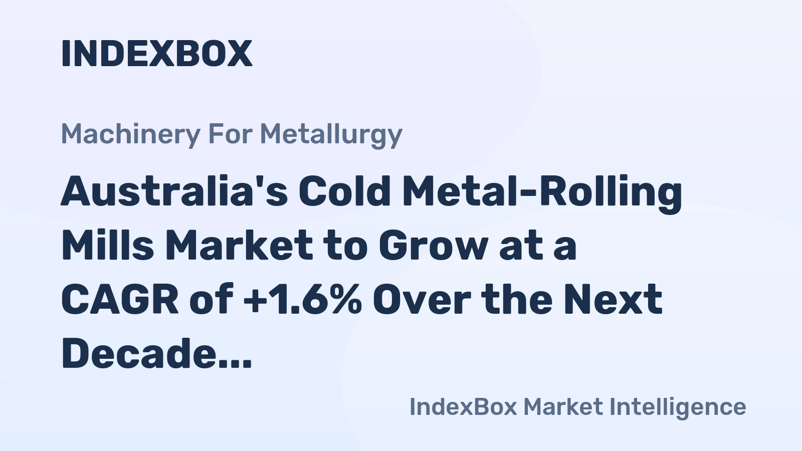 Australia's Cold Metal-Rolling Mills Market to Grow at a CAGR of +1.6% Over the Next Decade