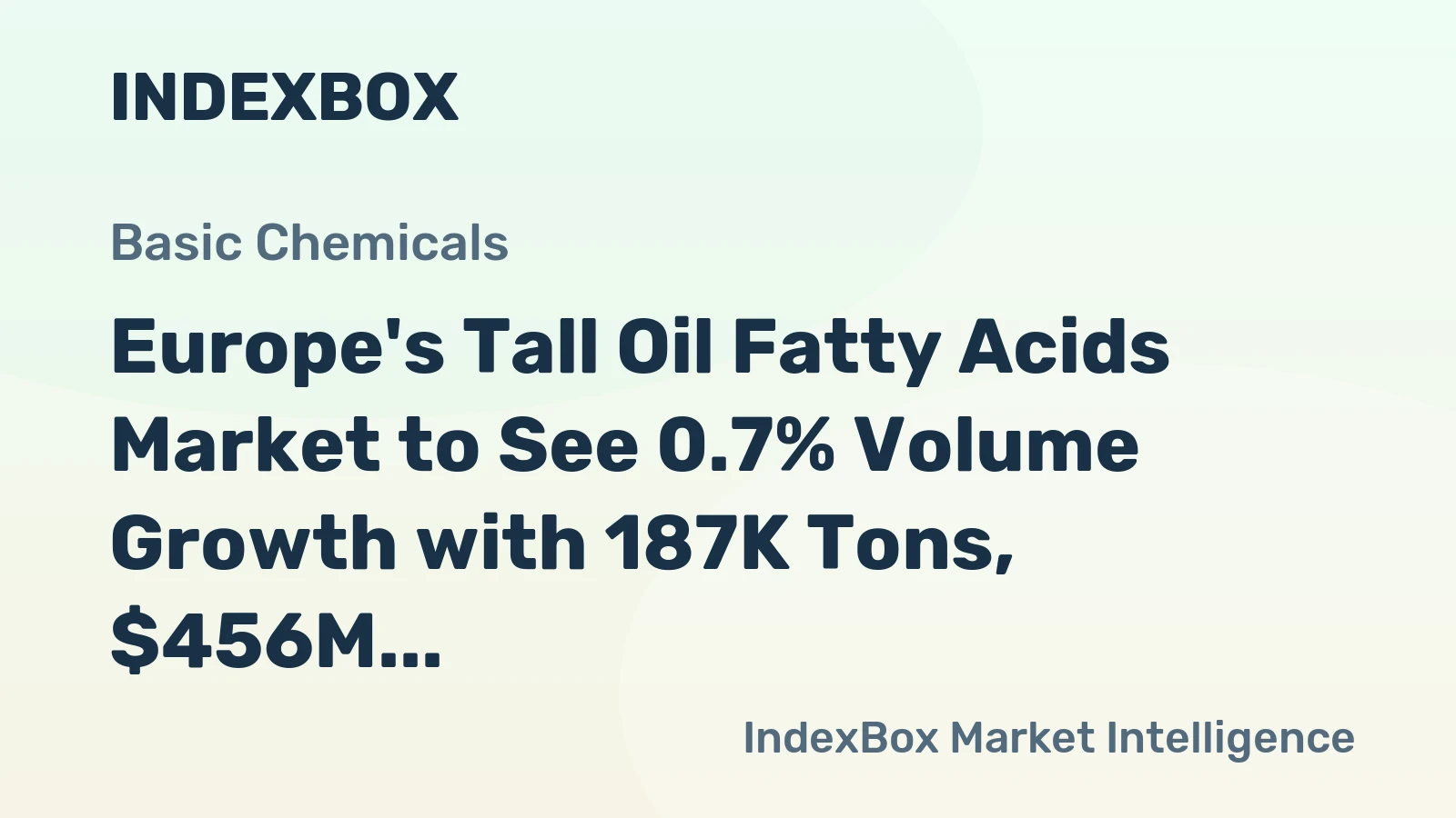 Europe's Tall Oil Fatty Acids Market to See 0.7% Volume Growth with 187K Tons, $456M Value by 2035