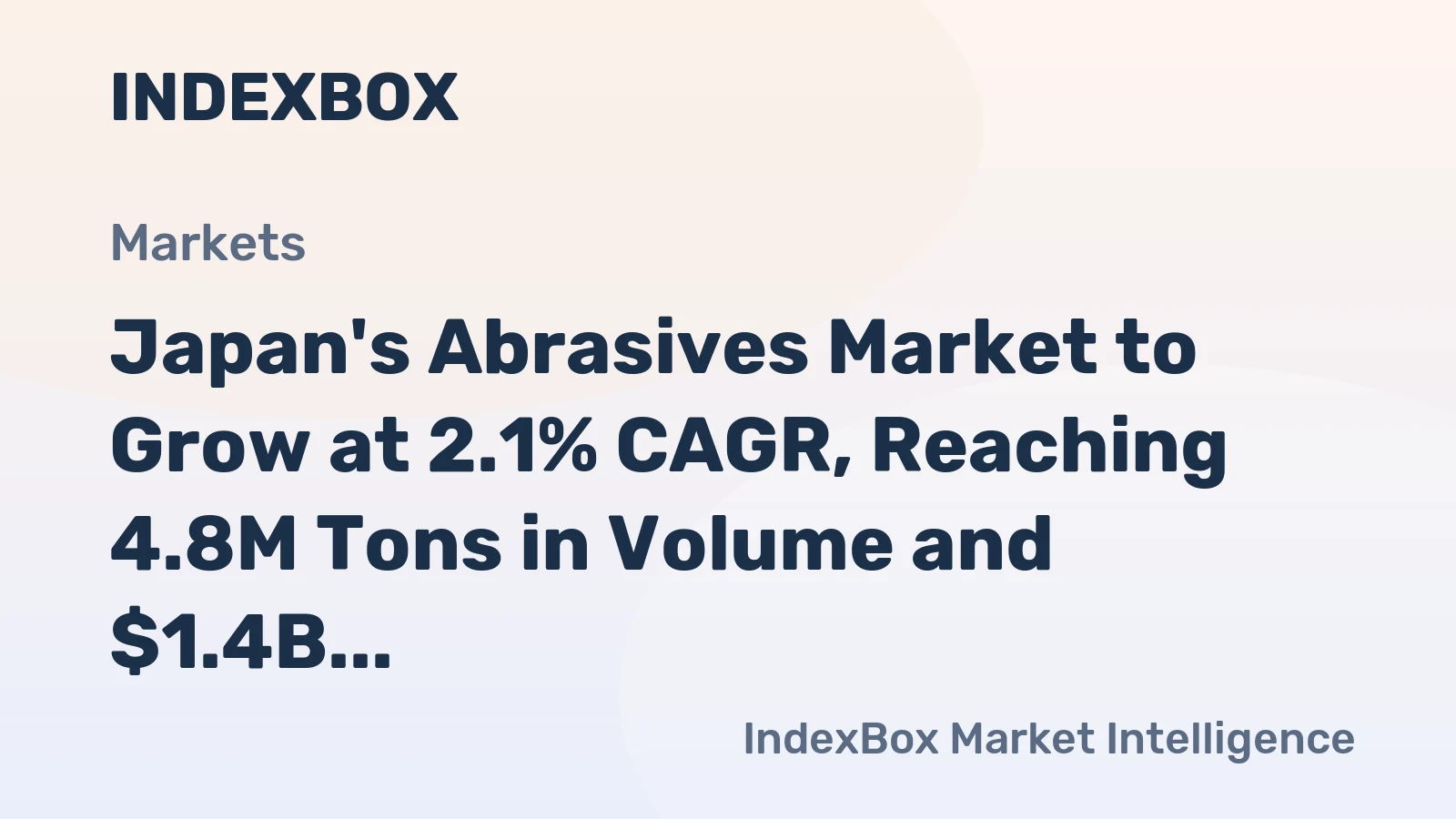 Japan's Abrasives Market to Grow at 2.1% CAGR, Reaching 4.8M Tons in Volume and $1.4B in Value by 2035