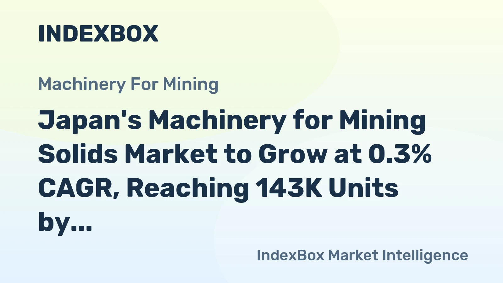 Japan's Machinery for Mining Solids Market to Grow at 0.3% CAGR, Reaching 143K Units by 2035