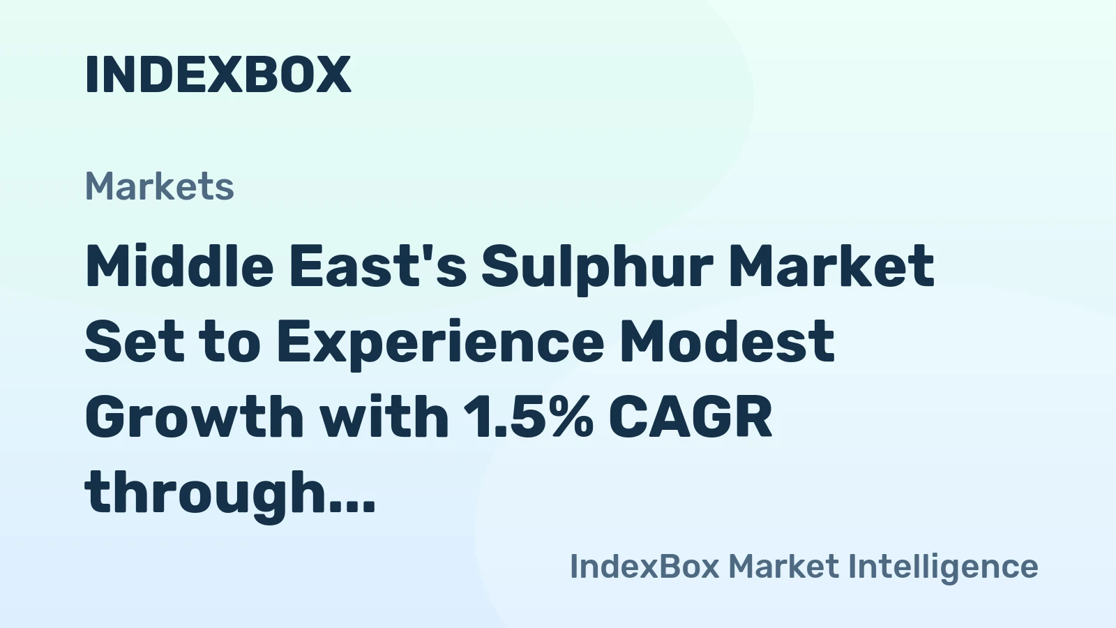 Middle East's Sulphur Market Set to Experience Modest Growth with 1.5% CAGR through 2035