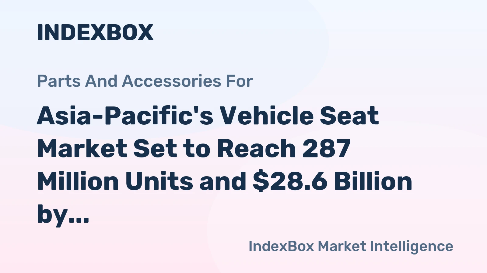 Asia-Pacific's Vehicle Seat Market Set to Reach 287 Million Units and $28.6 Billion by 2035