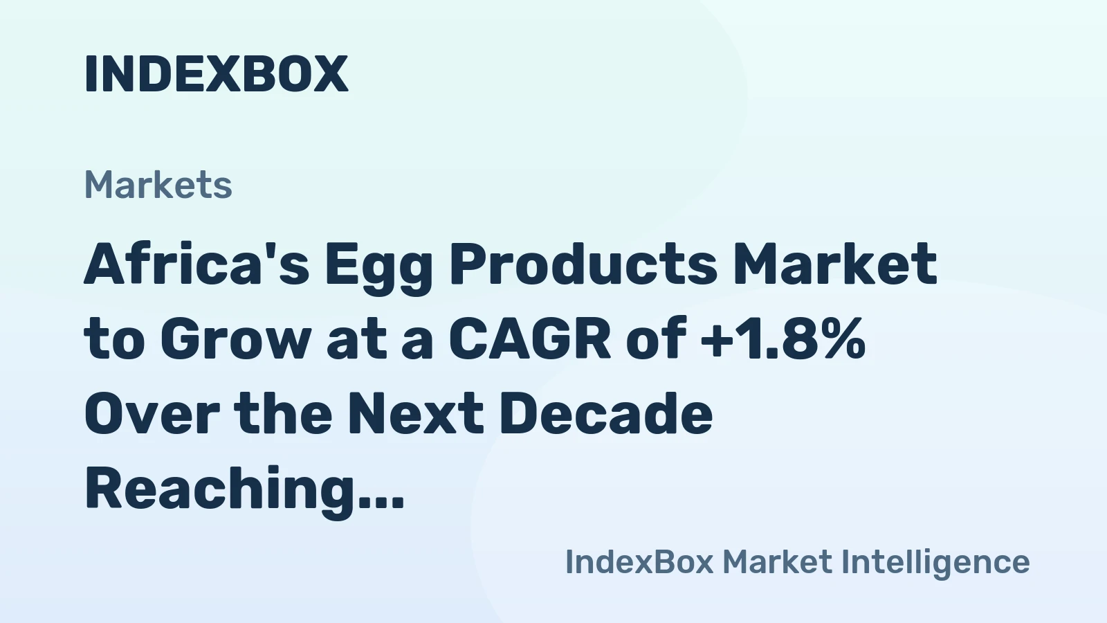 Africa's Egg Products Market to Grow at a CAGR of +1.8% Over the Next Decade Reaching $7.1B by 2035