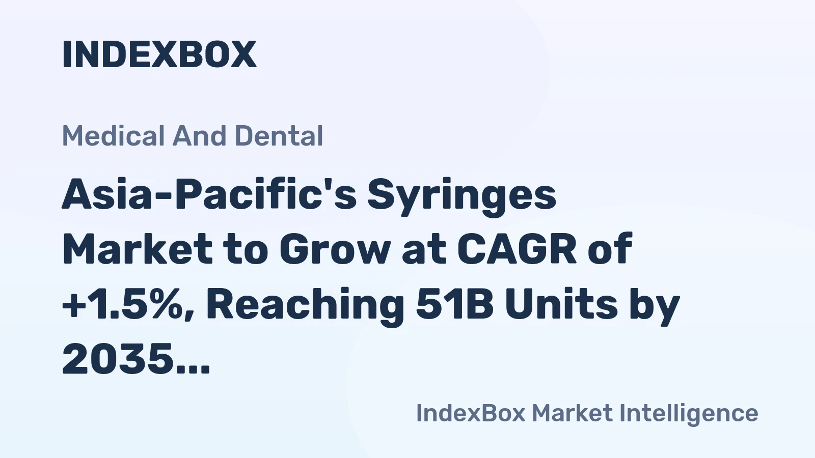 Asia-Pacific's Syringes Market to Grow at CAGR of +1.5%, Reaching 51B Units by 2035