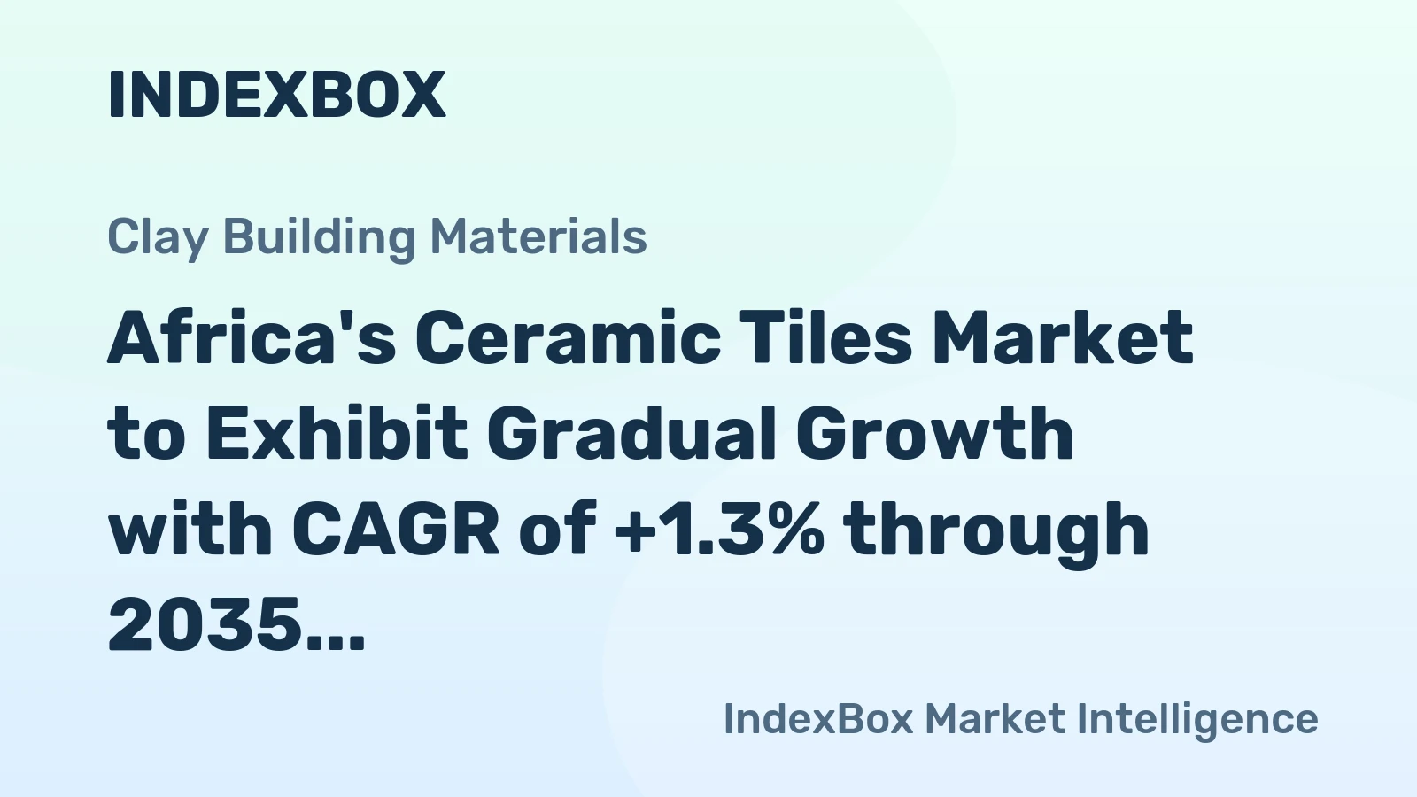 Africa's Ceramic Tiles Market to Exhibit Gradual Growth with CAGR of +1.3% through 2035