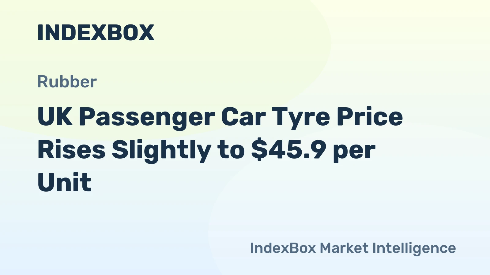 UK Passenger Car Tyre Price Rises Slightly to $45.9 per Unit