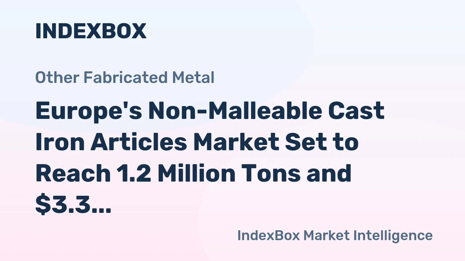 Europe's Non-Malleable Cast Iron Articles Market Set to Reach 1.2 Million Tons and $3.3 Billion by 2035