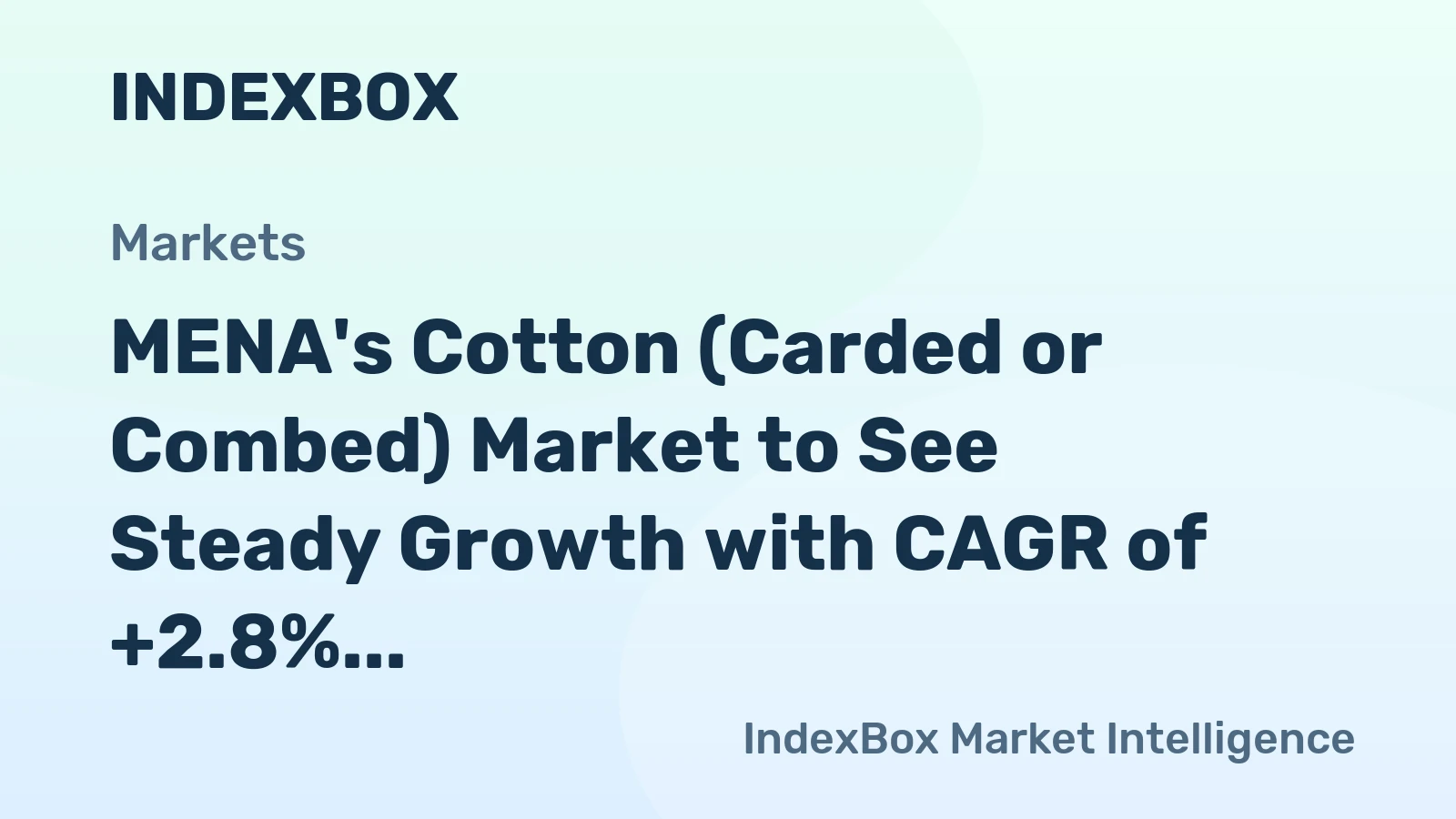MENA's Cotton (Carded or Combed) Market to See Steady Growth with CAGR of +2.8% from 2024 to 2035