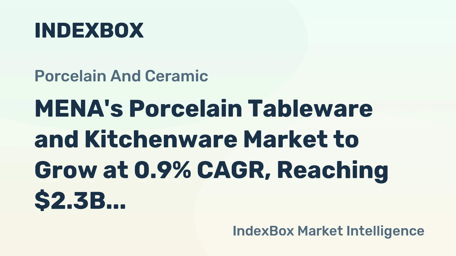 MENA's Porcelain Tableware and Kitchenware Market to Grow at 0.9% CAGR, Reaching $2.3B by 2035