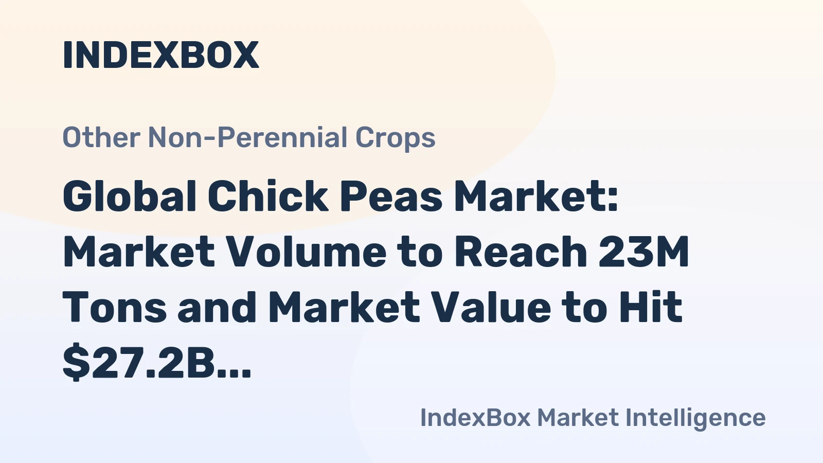 Global Chick Peas Market: Market Volume to Reach 23M Tons and Market Value to Hit $27.2B by 2035