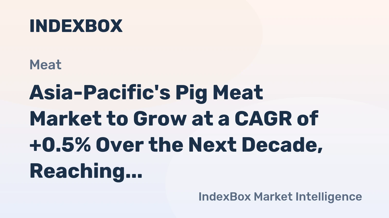 Asia-Pacific's Pig Meat Market to Grow at a CAGR of +0.5% Over the Next Decade, Reaching $3.6B by 2035