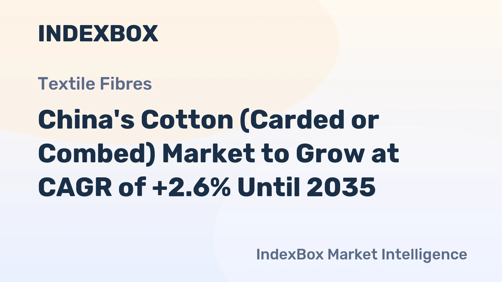 China's Cotton (Carded or Combed) Market to Grow at CAGR of +2.6% Until 2035