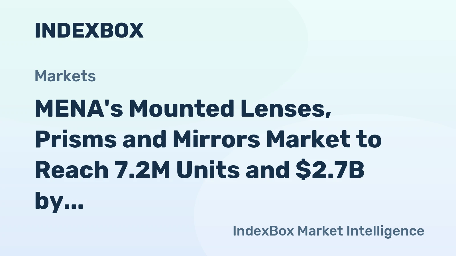 MENA's Mounted Lenses, Prisms and Mirrors Market to Reach 7.2M Units and $2.7B by 2035