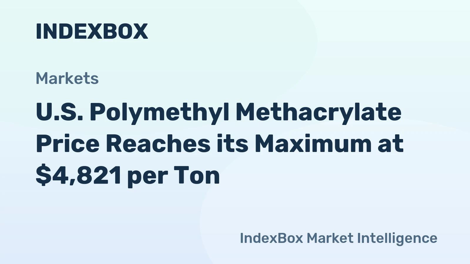 U.S. Polymethyl Methacrylate Price Reaches its Maximum at $4,821 per Ton