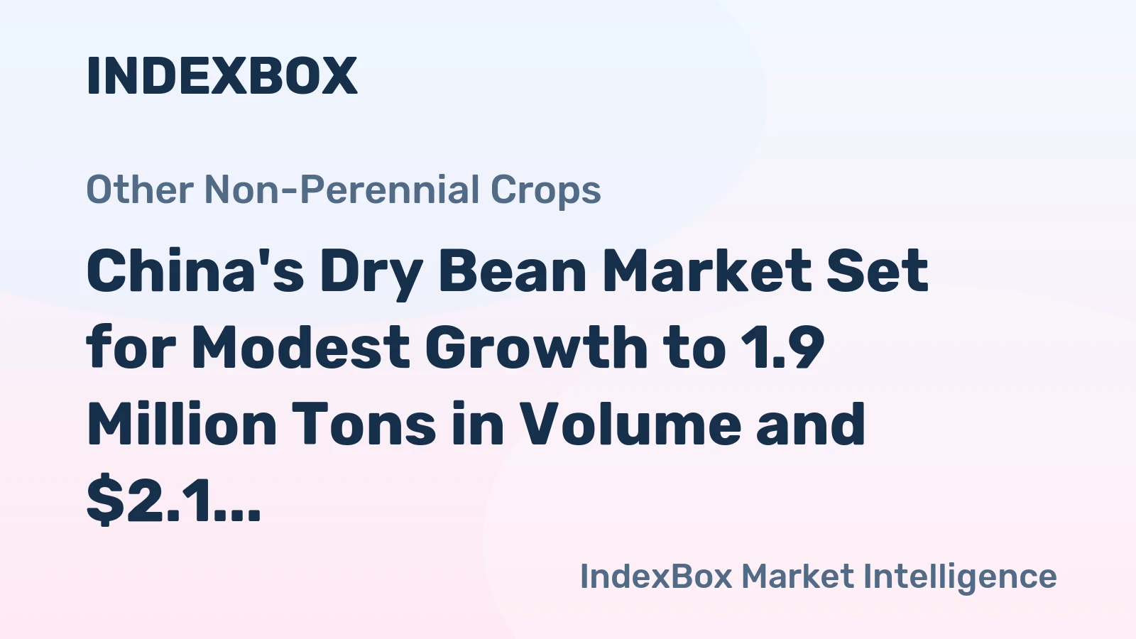 China's Dry Bean Market Set for Modest Growth to 1.9 Million Tons in Volume and $2.1 Billion in Value by 2035