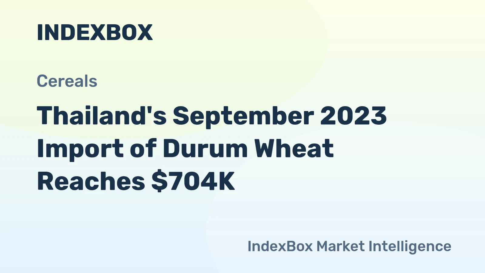 Thailand's September 2023 Import of Durum Wheat Reaches $704K