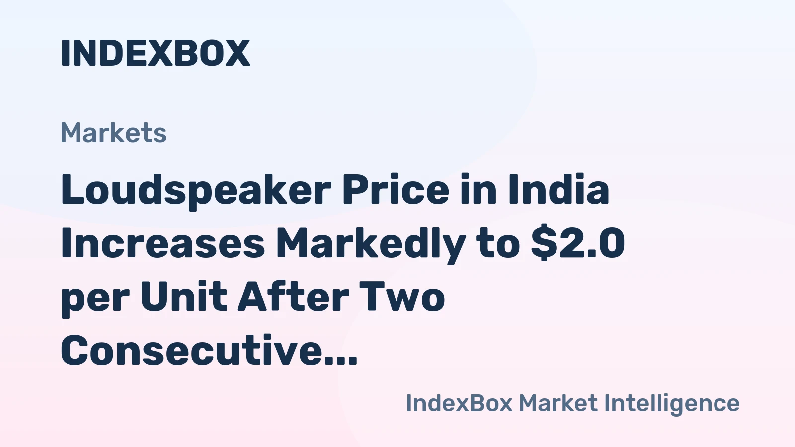 Loudspeaker Price in India Increases Markedly to $2.0 per Unit After Two Consecutive Months of Increase