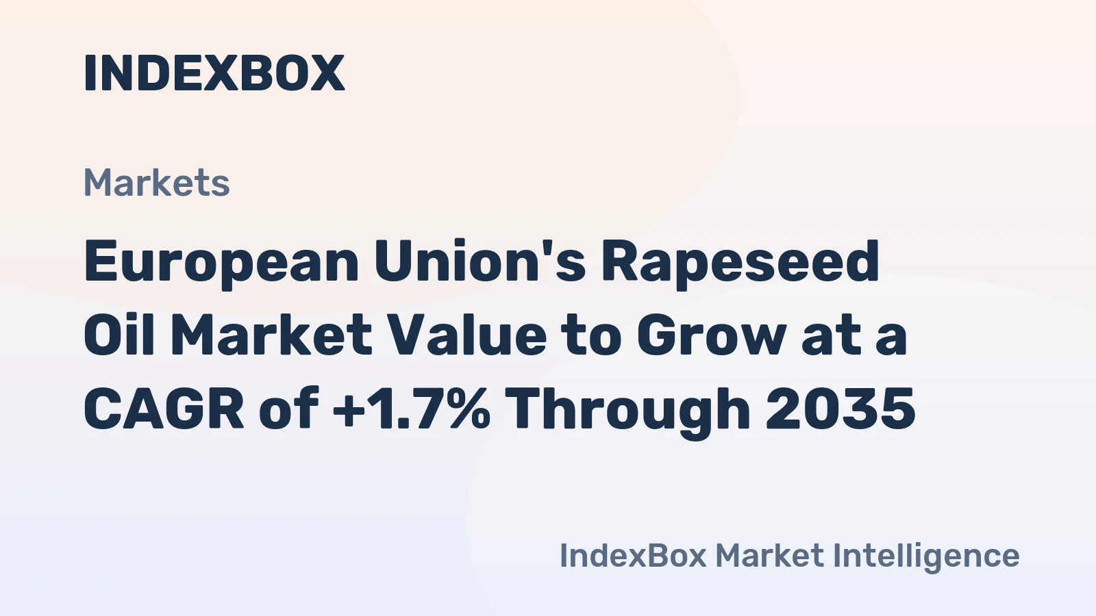 European Union's Rapeseed Oil Market Value to Grow at a CAGR of +1.7% Through 2035