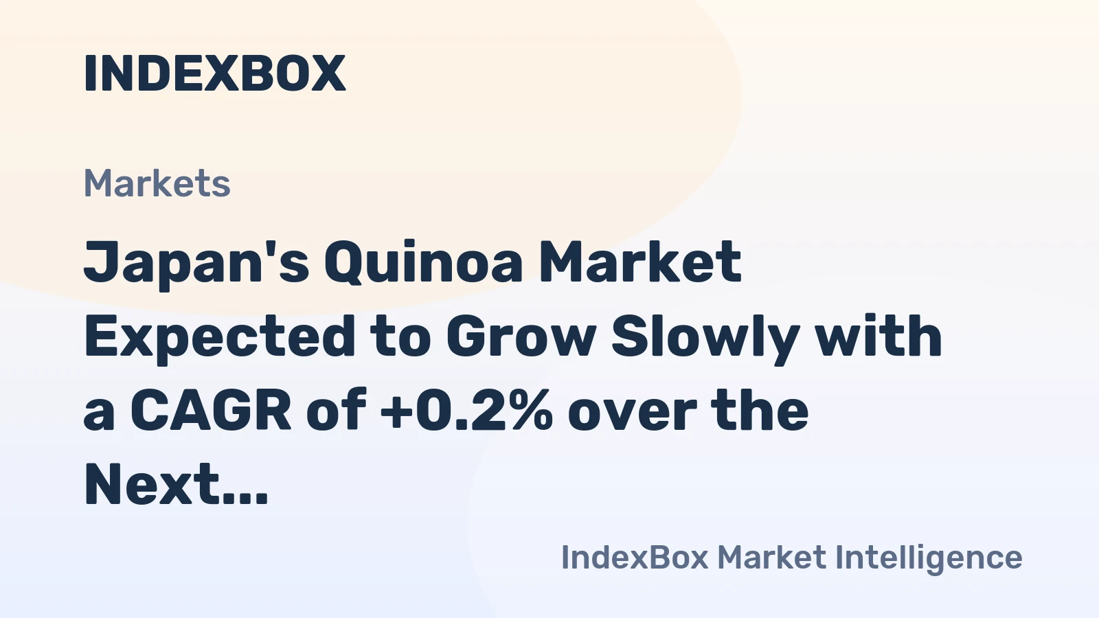 Japan's Quinoa Market Expected to Grow Slowly with a CAGR of +0.2% over the Next Decade