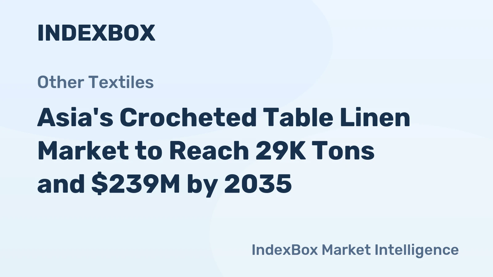 Asia's Crocheted Table Linen Market to Reach 29K Tons and $239M by 2035