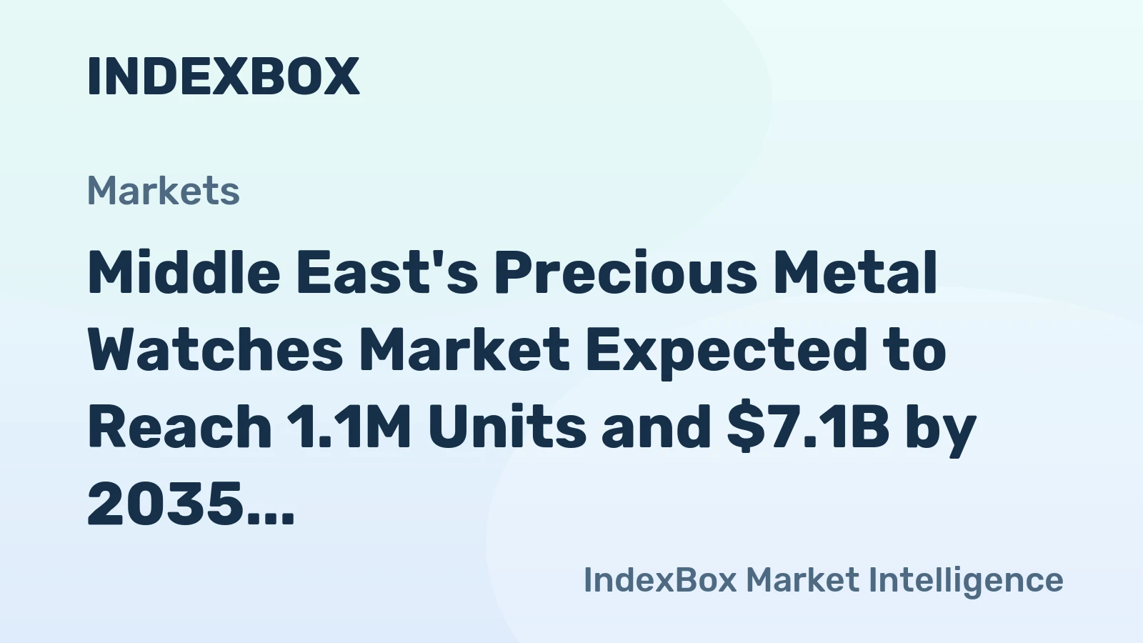 Middle East's Precious Metal Watches Market Expected to Reach 1.1M Units and $7.1B by 2035