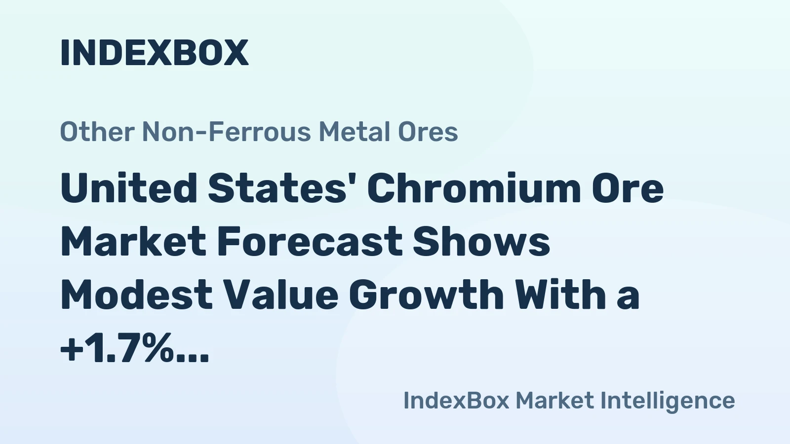 United States' Chromium Ore Market Forecast Shows Modest Value Growth With a +1.7% CAGR