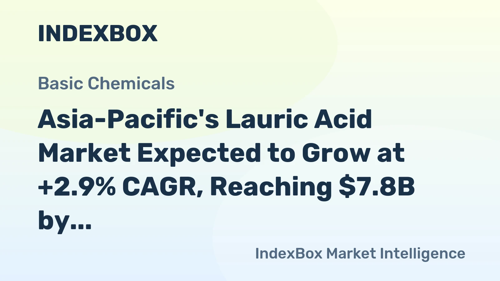 Asia-Pacific's Lauric Acid Market Expected to Grow at +2.9% CAGR, Reaching $7.8B by 2035