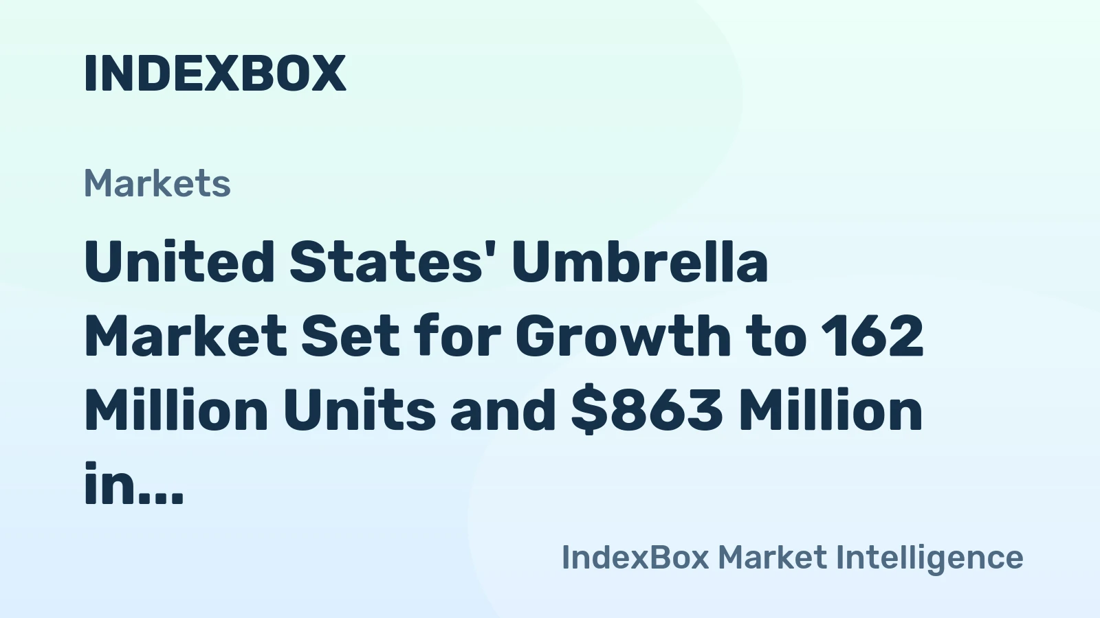 United States' Umbrella Market Set for Growth to 162 Million Units and $863 Million in Value