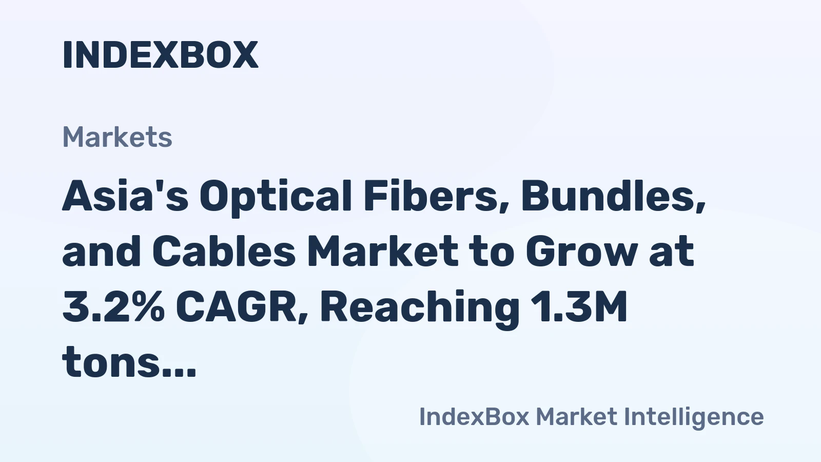 Asia's Optical Fibers, Bundles, and Cables Market to Grow at 3.2% CAGR, Reaching 1.3M tons by 2035