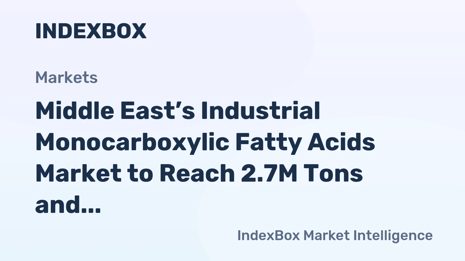 Middle East’s Industrial Monocarboxylic Fatty Acids Market to Reach 2.7M Tons and $2.5B by 2035