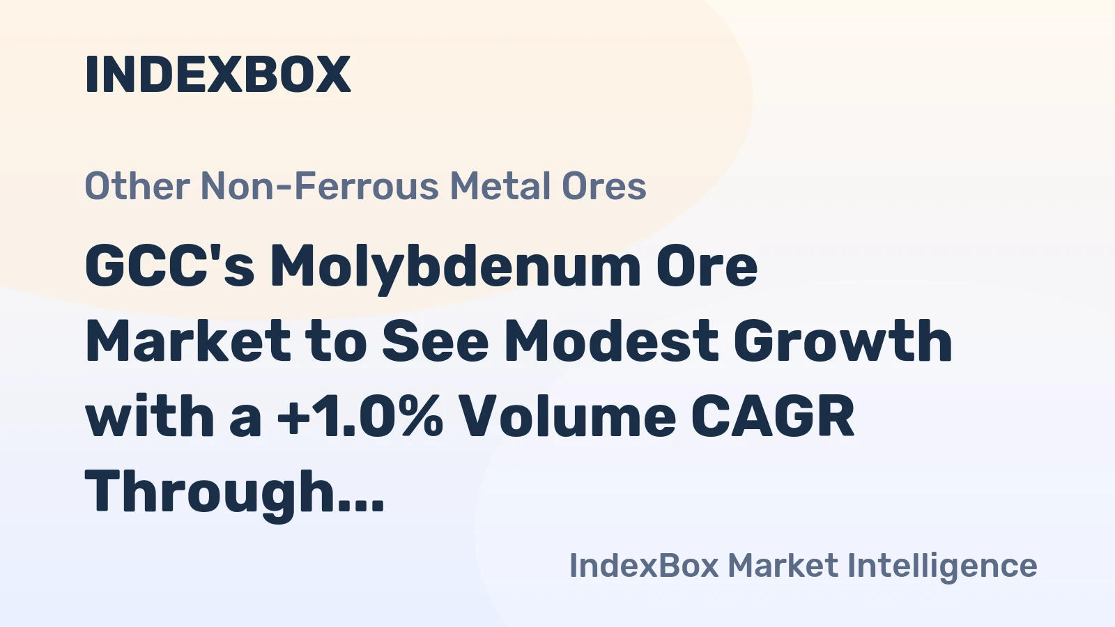 GCC's Molybdenum Ore Market to See Modest Growth with a +1.0% Volume CAGR Through 2035