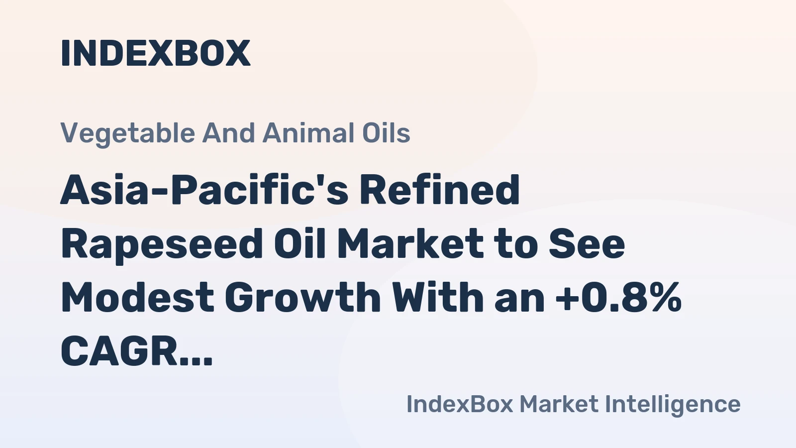 Asia-Pacific's Refined Rapeseed Oil Market to See Modest Growth With an +0.8% CAGR in Value Through 2035