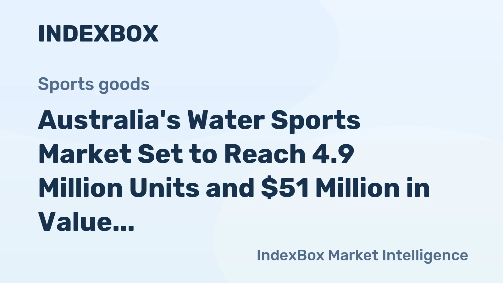 Australia's Water Sports Market Set to Reach 4.9 Million Units and $51 Million in Value