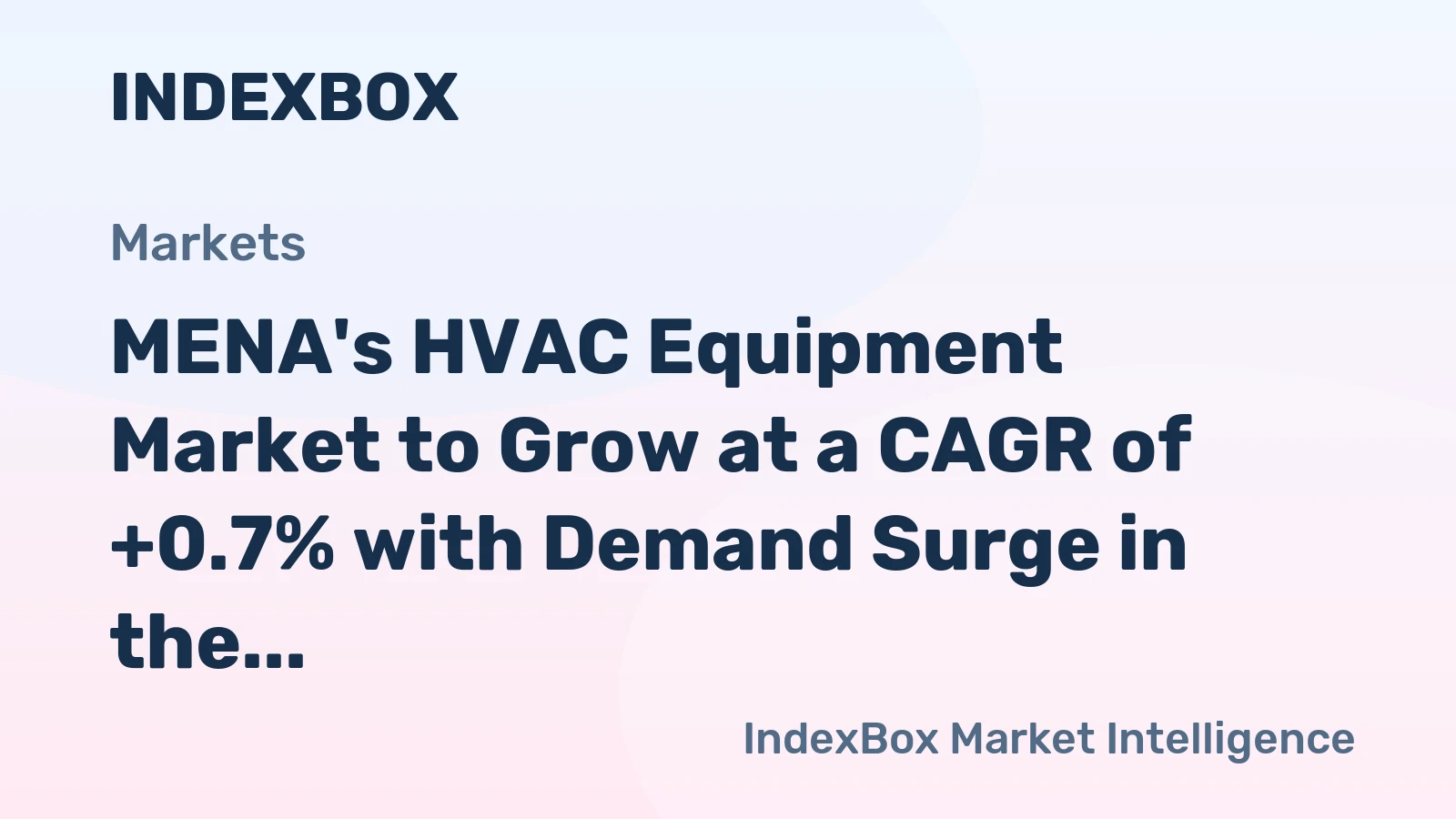 MENA's HVAC Equipment Market to Grow at a CAGR of +0.7% with Demand Surge in the Region