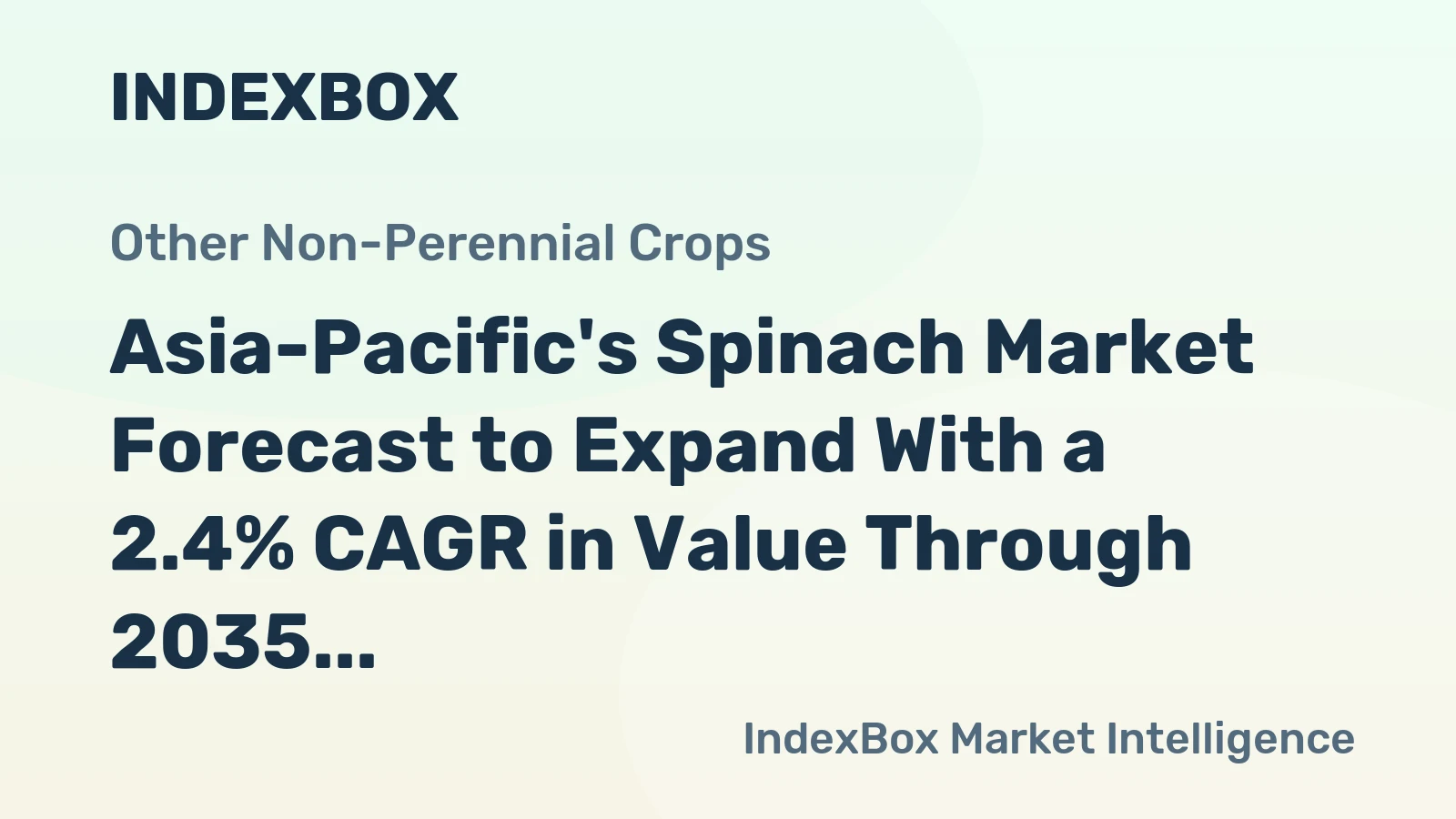 Asia-Pacific's Spinach Market Forecast to Expand With a 2.4% CAGR in Value Through 2035