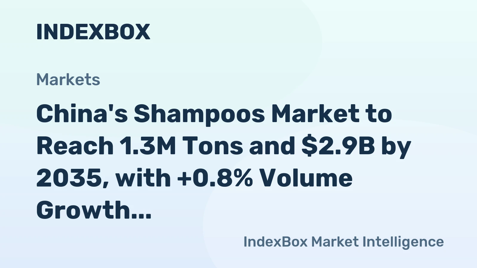 China's Shampoos Market to Reach 1.3M Tons and $2.9B by 2035, with +0.8% Volume Growth and +0.9% Value Growth Forecasted