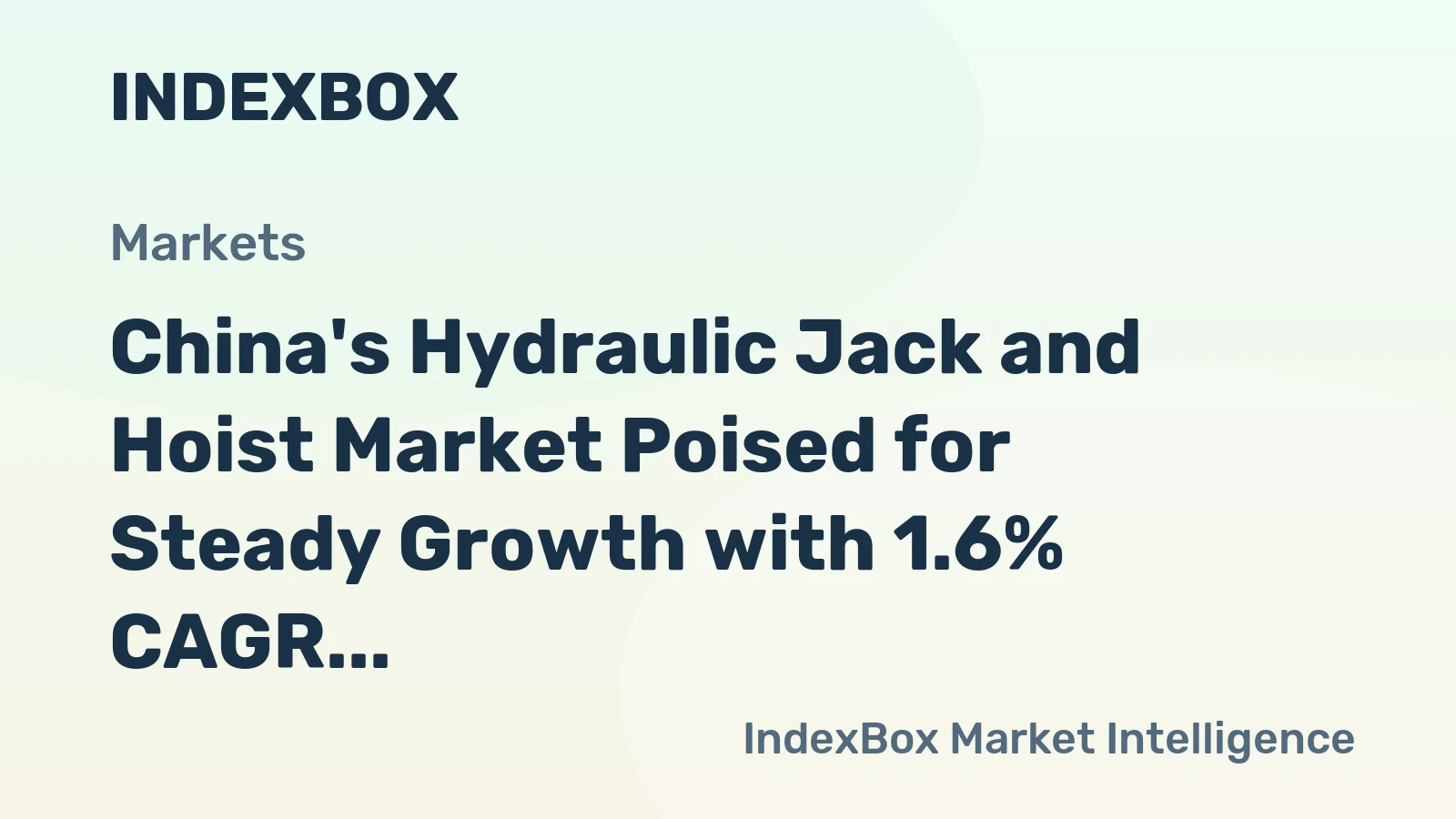 China's Hydraulic Jack and Hoist Market Poised for Steady Growth with 1.6% CAGR Through 2035