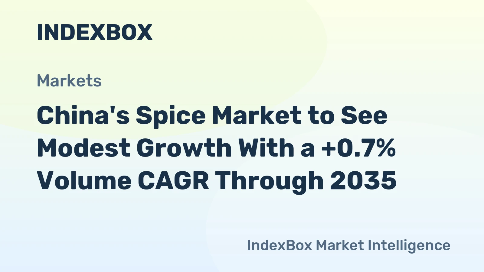 China's Spice Market to See Modest Growth With a +0.7% Volume CAGR Through 2035