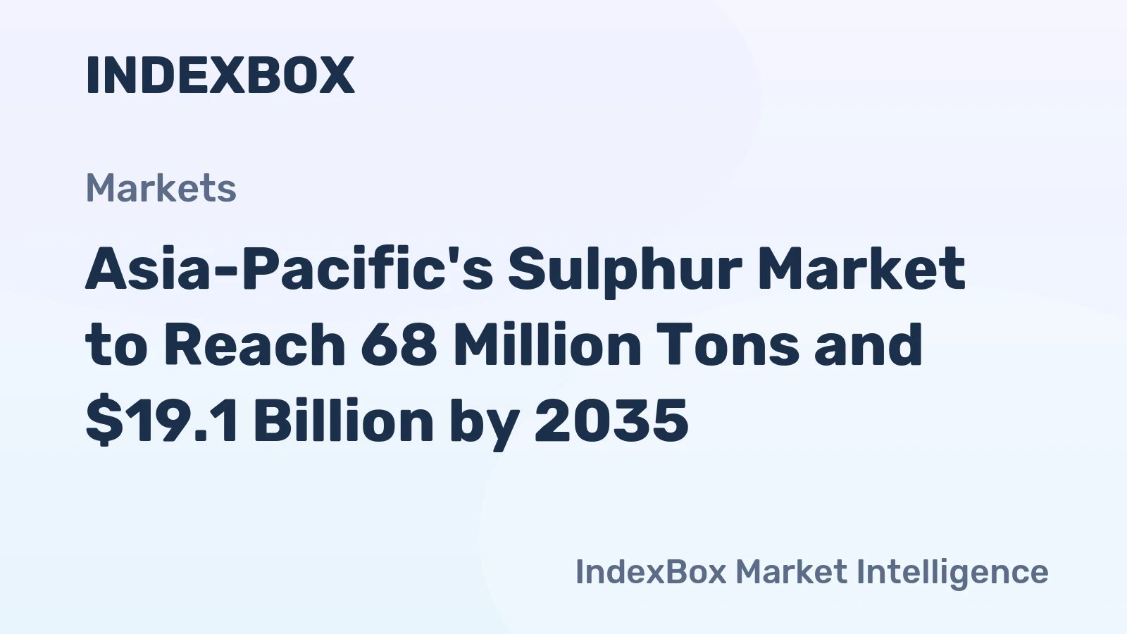 Asia-Pacific's Sulphur Market to Reach 68 Million Tons and $19.1 Billion by 2035
