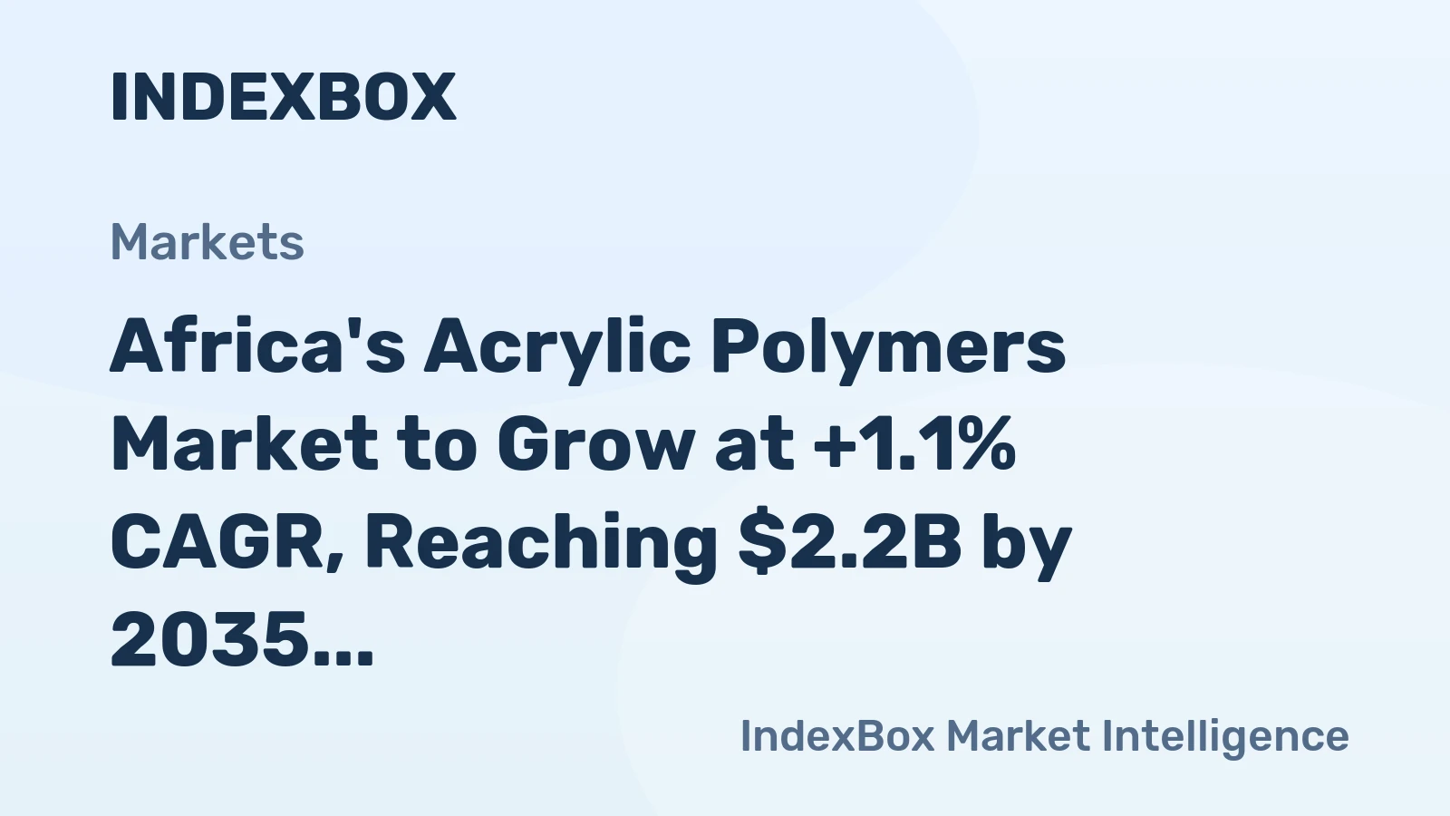 Africa's Acrylic Polymers Market to Grow at +1.1% CAGR, Reaching $2.2B by 2035