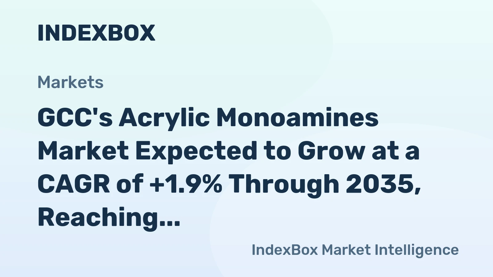GCC's Acrylic Monoamines Market Expected to Grow at a CAGR of +1.9% Through 2035, Reaching $93M