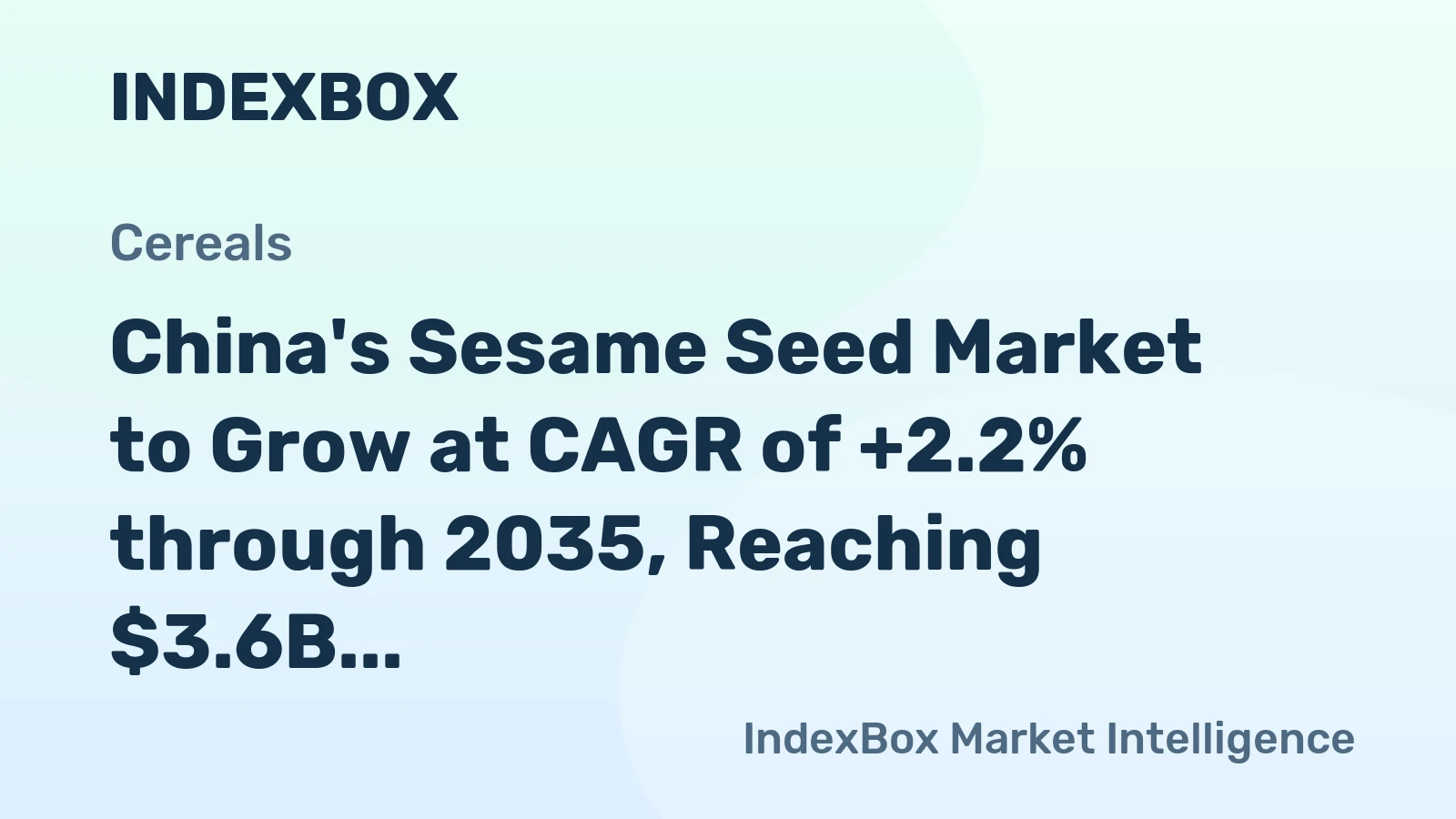 China's Sesame Seed Market to Grow at CAGR of +2.2% through 2035, Reaching $3.6B