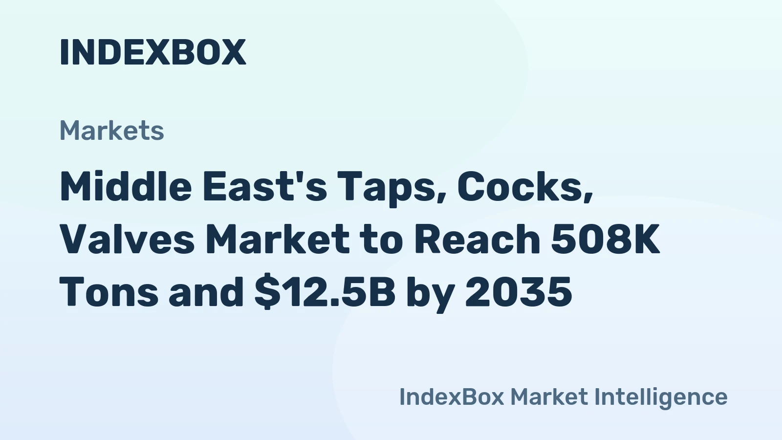 Middle East's Taps, Cocks, Valves Market to Reach 508K Tons and $12.5B by 2035