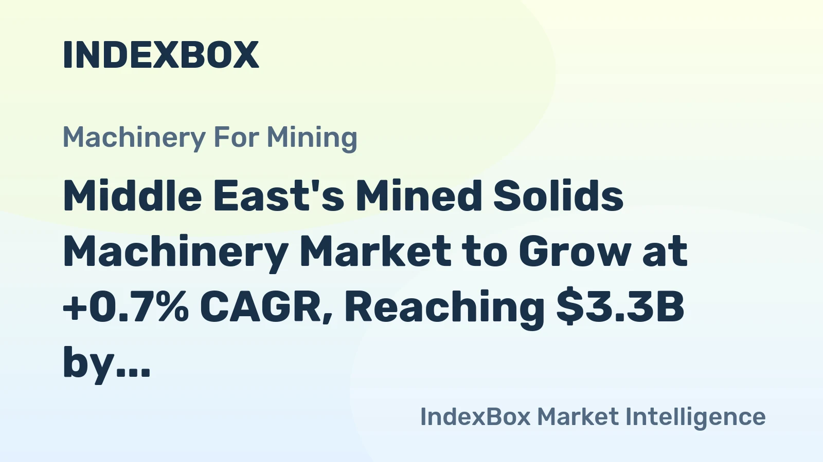 Middle East's Mined Solids Machinery Market to Grow at +0.7% CAGR, Reaching $3.3B by 2035