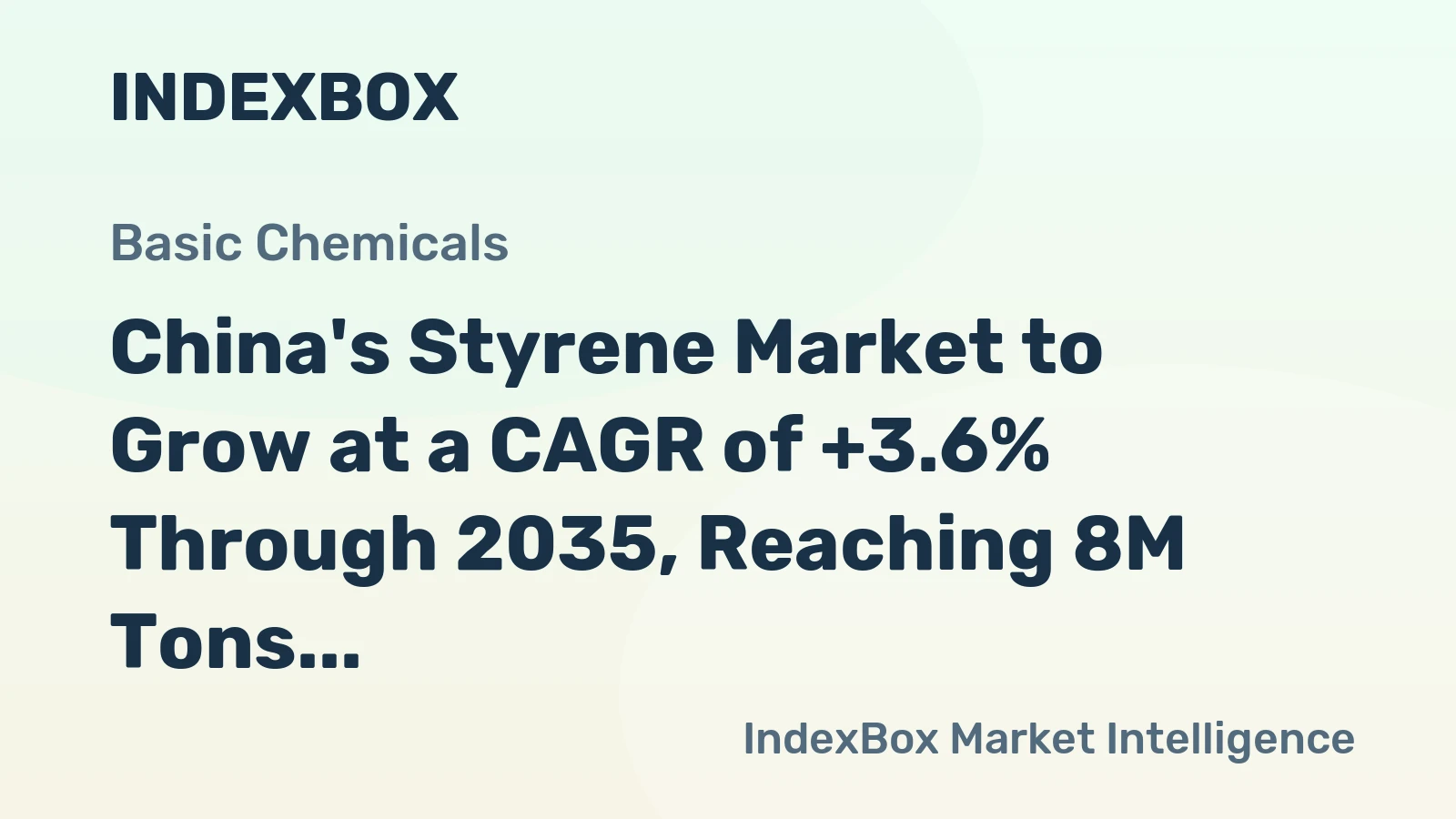 China's Styrene Market to Grow at a CAGR of +3.6% Through 2035, Reaching 8M Tons