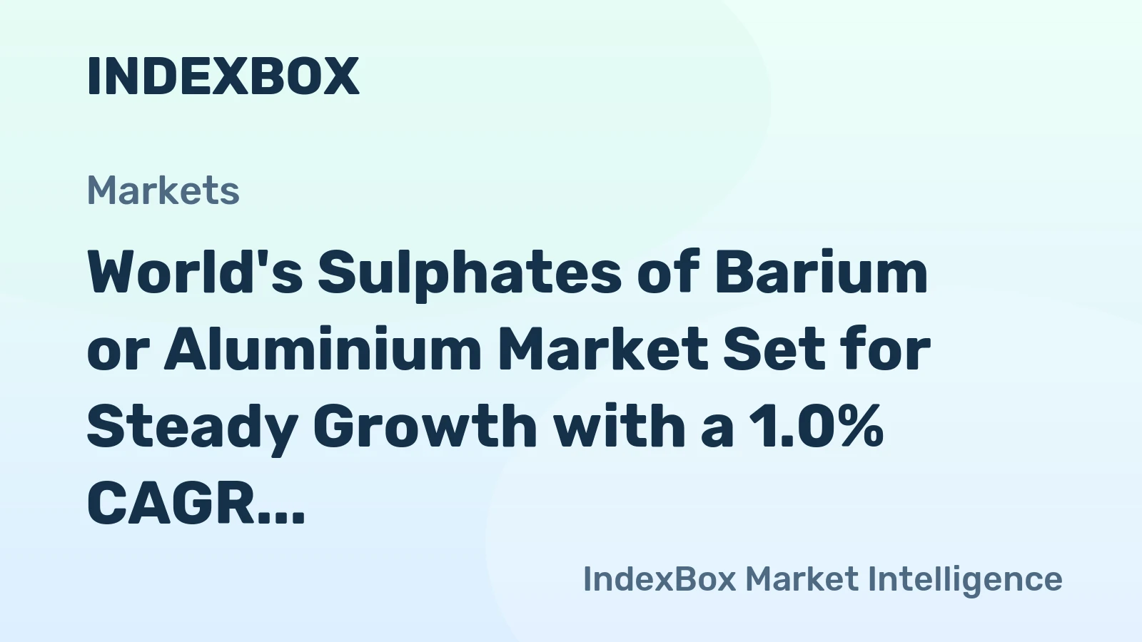 World's Sulphates of Barium or Aluminium Market Set for Steady Growth with a 1.0% CAGR Through 2035