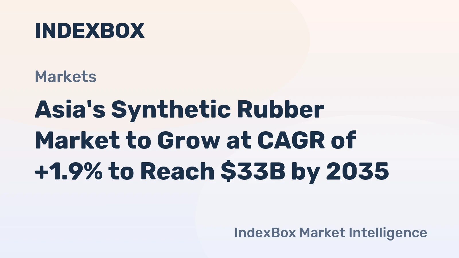 Asia's Synthetic Rubber Market to Grow at CAGR of +1.9% to Reach $33B by 2035